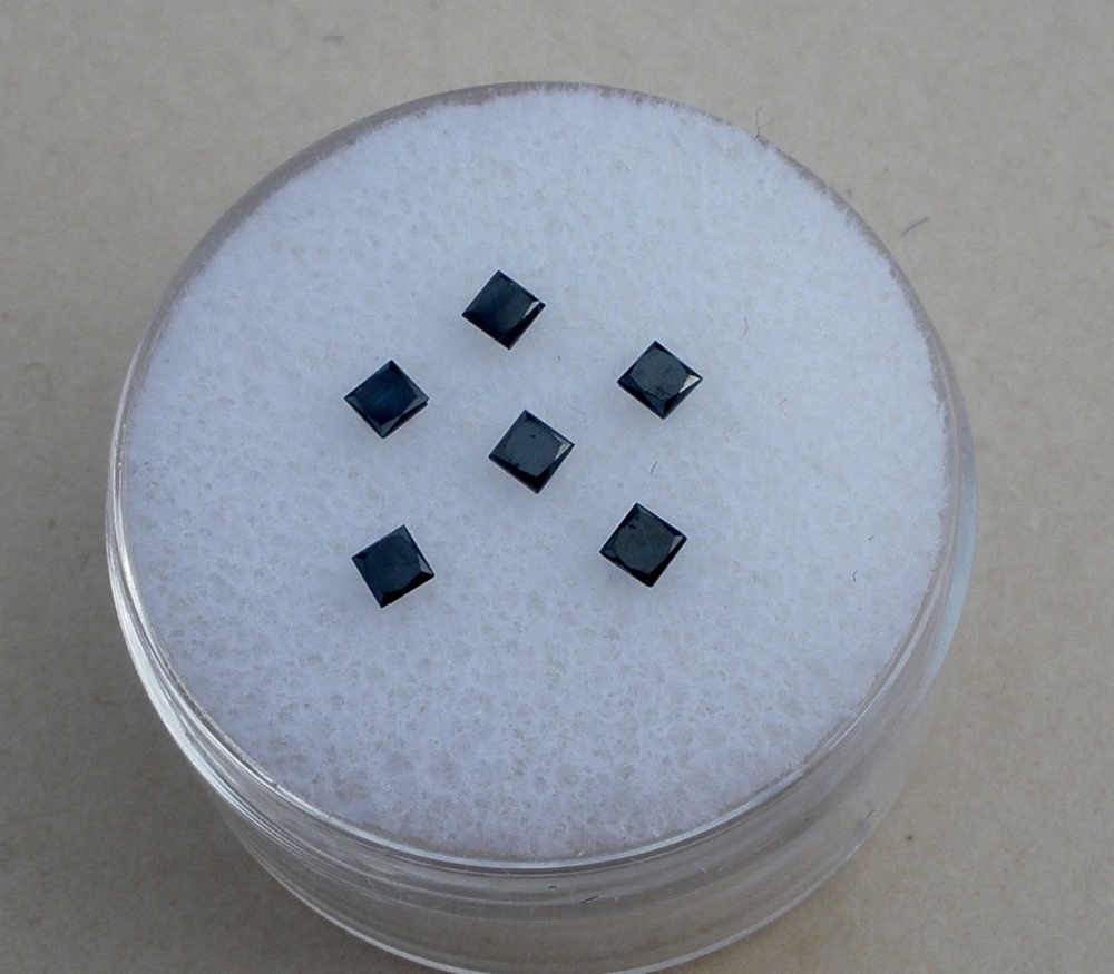 6 Black Princess Natural Diamonds Loose Faceted 2mm each | PinnacleDiamonds